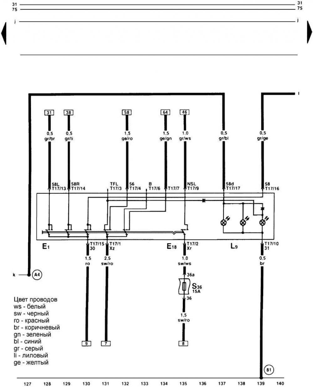 Shema 10. Prekidač svjetla (Volkswagen Golf 4 1997-2004 / Električna ...
