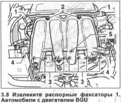 Lower intake manifold — removal and installation (1.6 liter BGU/BSE/BSF ...