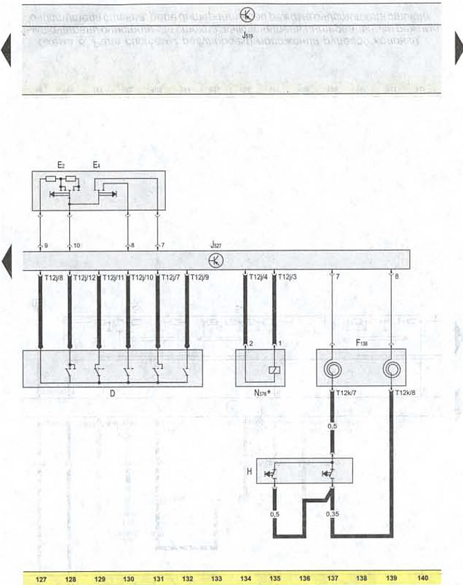 Shema 10. Prekidač paljenja, relej nagiba stupa upravljača, prekidač ...