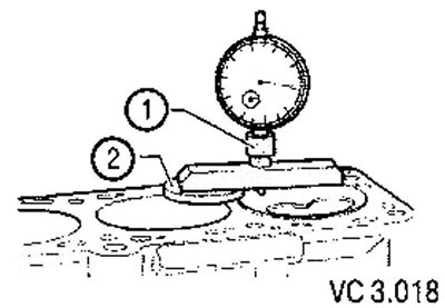 Measuring the piston protrusion from the cylinder block at TDC ...