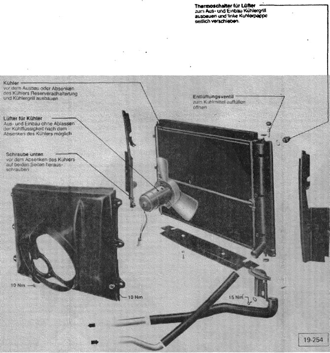 Removal and installation the radiator (Volkswagen Transporter T3 1979 ...