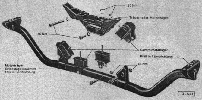 Removal and installation the engine beam (Volkswagen Transporter T3 ...